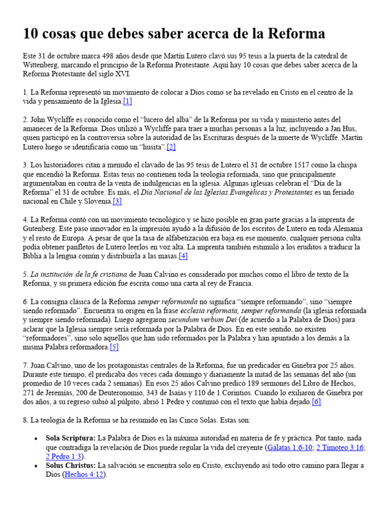 10 Cosas Que Debes Saber Acerca de La Reforma | PDF | protestantismo ...