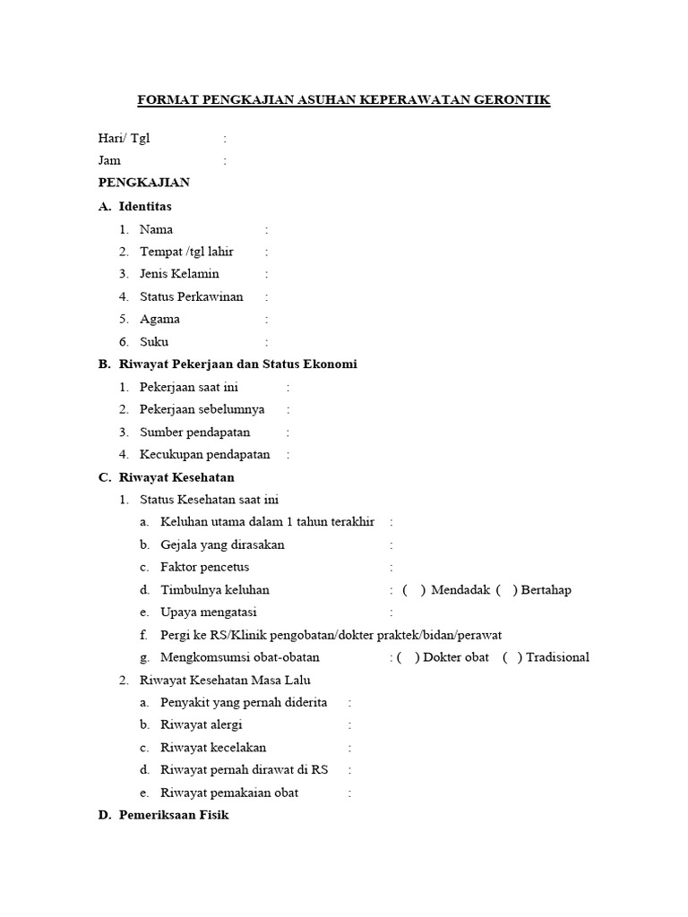 Pengkajian Kep. Gerontik | PDF