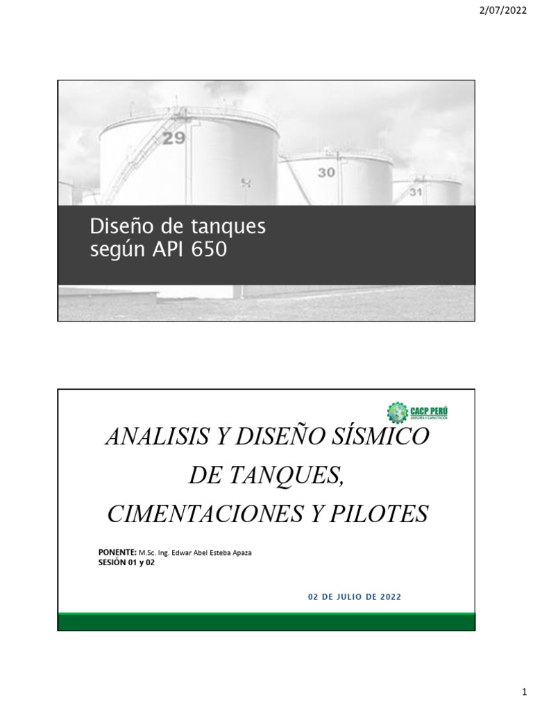 Diseño Sísmico de Tanques API 650 | PDF | Presión | Soldadura