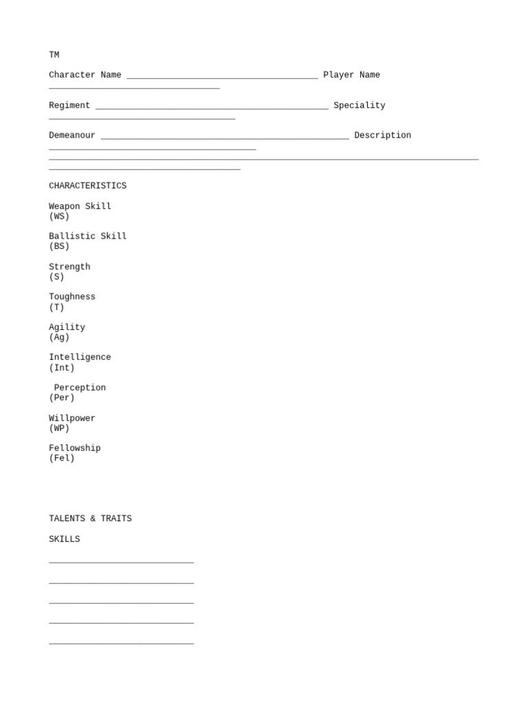 Only War Character Sheet (High-Res) | PDF | Tabletop Games | Role ...