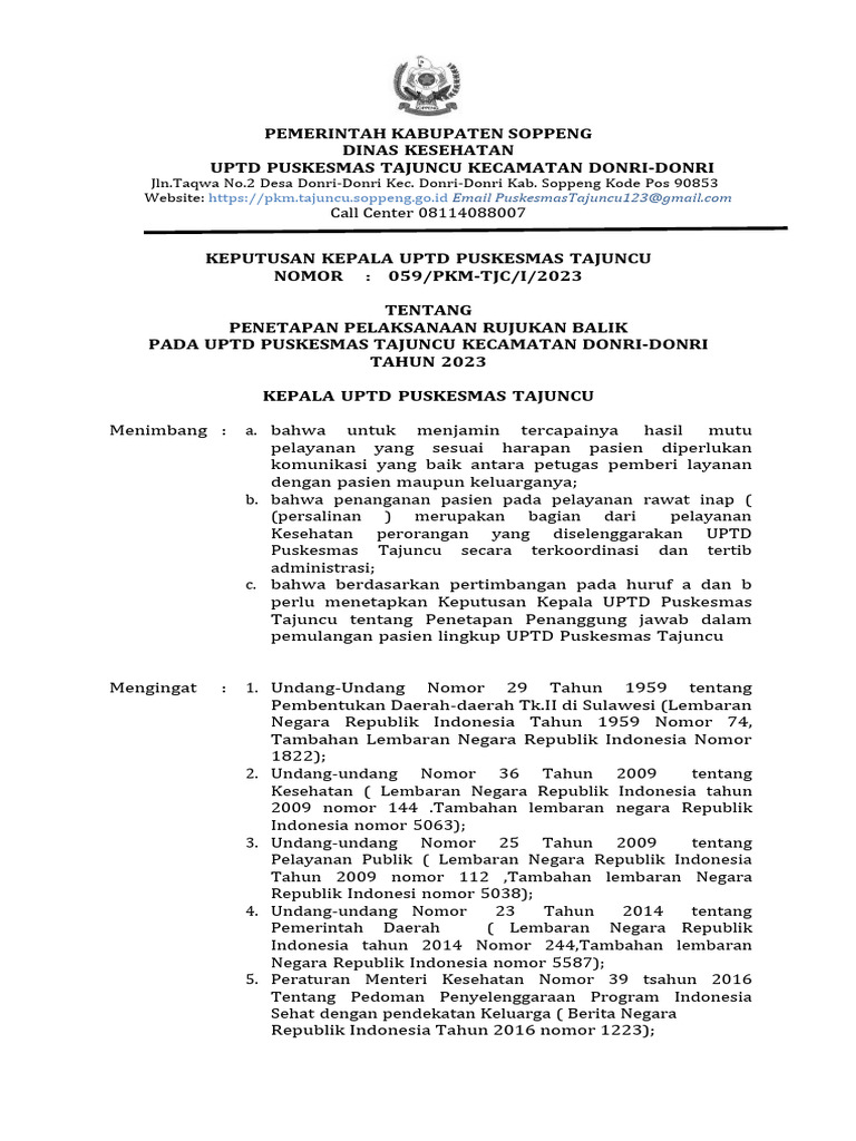 3.7.2.a R2 SK PENETAPAN RUJUK BALIK | PDF