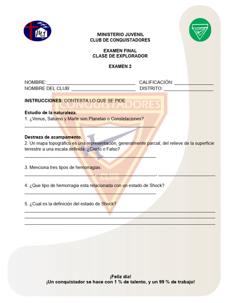 Examen 2 de Clase Explorador | PDF
