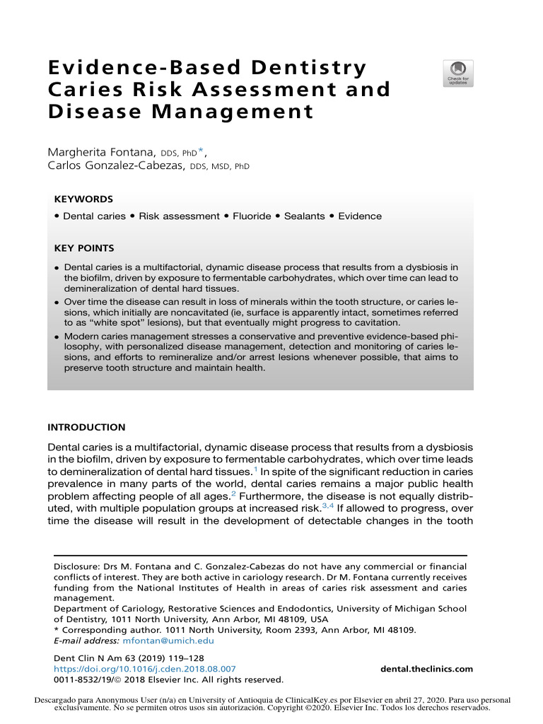 Fontana - Evidence-Based Dentistry Caries Risk Assessment and Disease ...