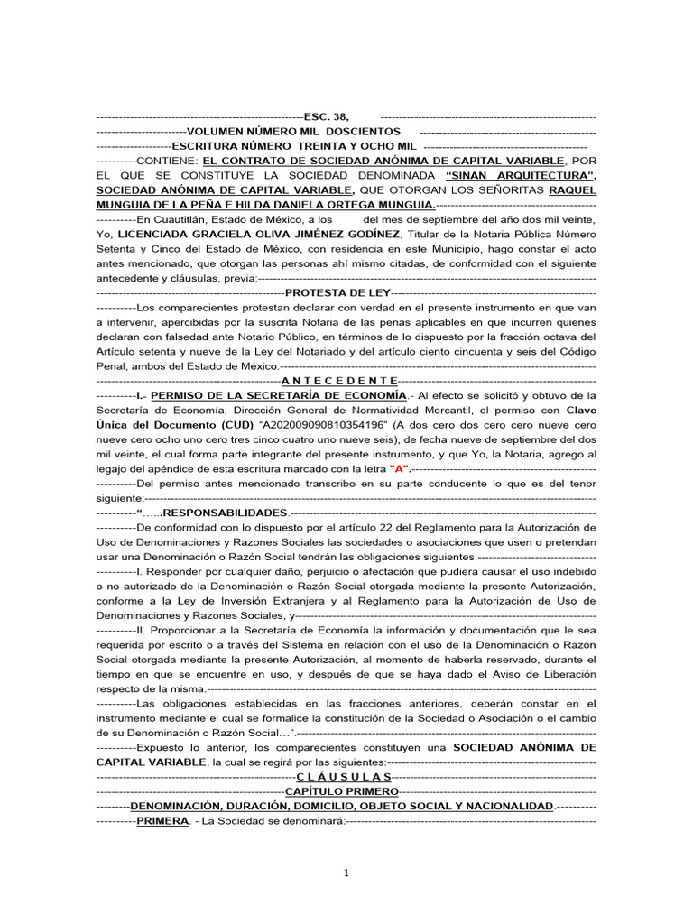 Exp 4148 "Sinan Arquitectura", Sociedad Anónima de Capital Variable | PDF | Compartir (Finanzas ...