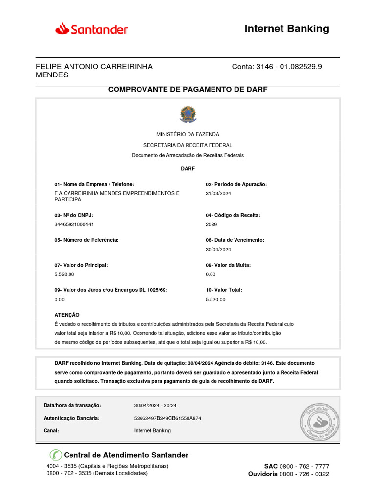 Comprovante DARF | PDF