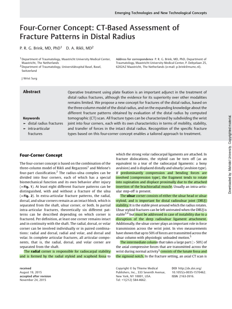 Four Corner Concepts Radius | PDF | Anatomy | Skeletal System