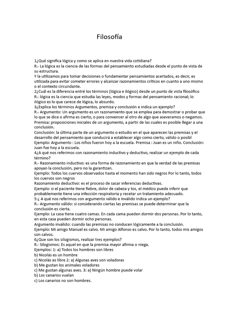 Lógica y Razonamiento Filosófico | PDF | Razonamiento deductivo | Argumento