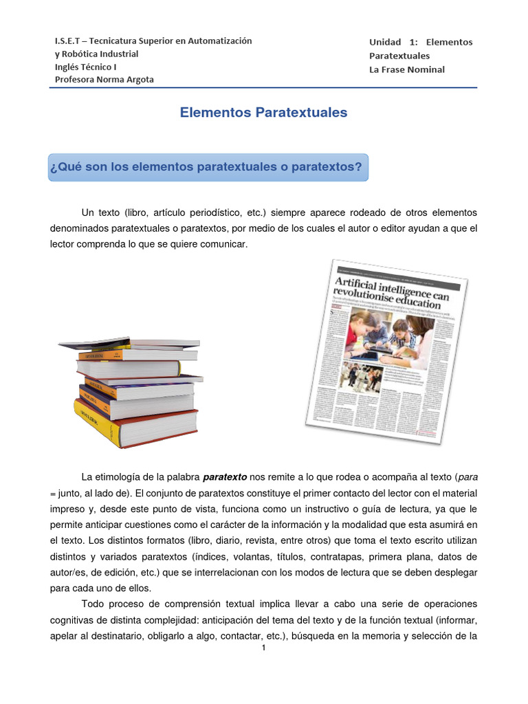 Clase 2 Elementos Paratextuales | PDF