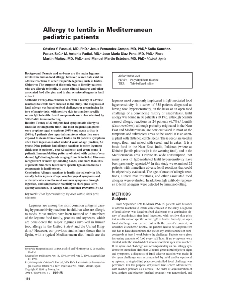 Lentils Allergy | Download Free PDF | Allergy | Food Allergy