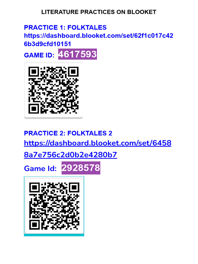Literature Practices On Blooket | PDF