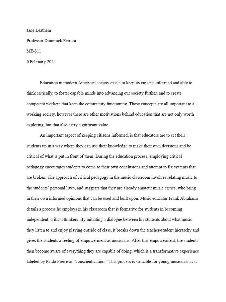 Secondary Philosophy Paper | PDF | Liberal Arts Education | Behavior Modification