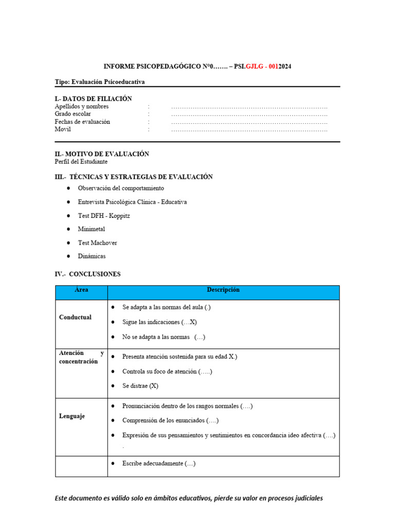 Informe Colectivo para Imprimir y Rellenar | PDF | Autoestima | Habilidades sociales