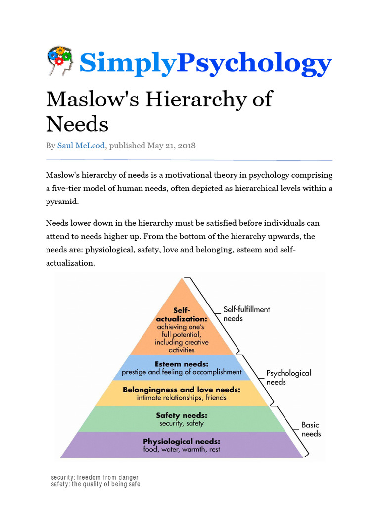 Maslows Hierarchy of Needs | PDF | Self Actualization | Cognition
