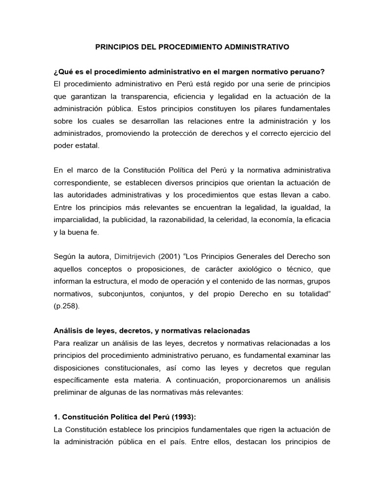 Principios Del Procedimiento Administrativo | PDF | Ley procesal | Constitución
