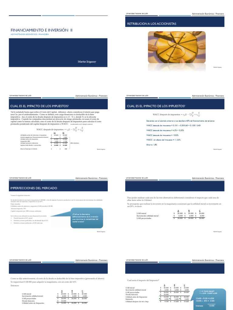 Financiamiento e Inversion II 1 PPT 2 | PDF | Flujo de caja descontado | Compartir (Finanzas)