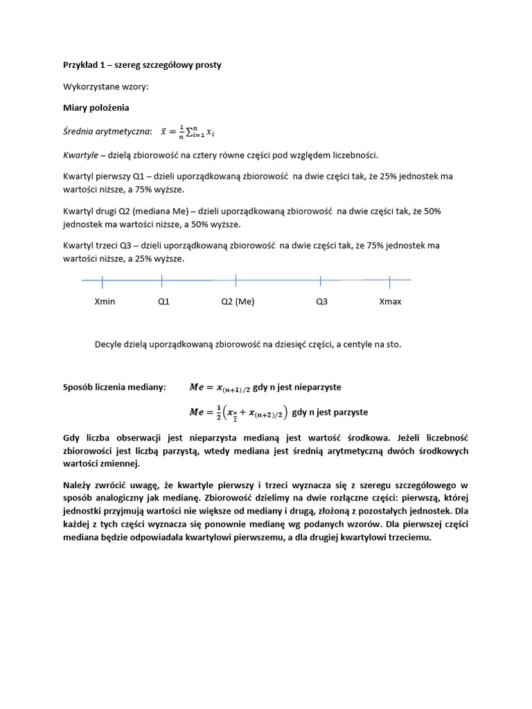 Statystyka Opisowa Cwiczenie 1 | PDF