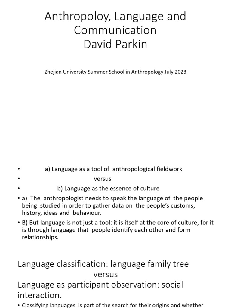 The Anthropology of Language and Communication | PDF | Anthropology ...