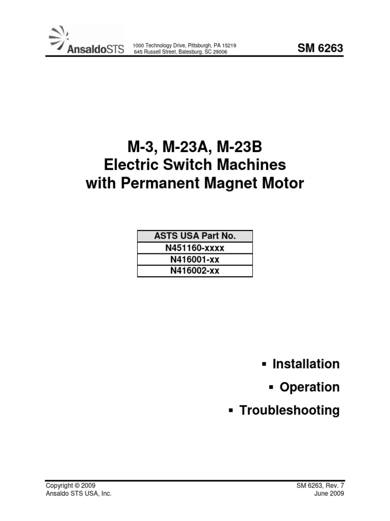 Ms-092-Man-048 Manual Ansaldo M23 SM-6263 | PDF | Switch | Machines