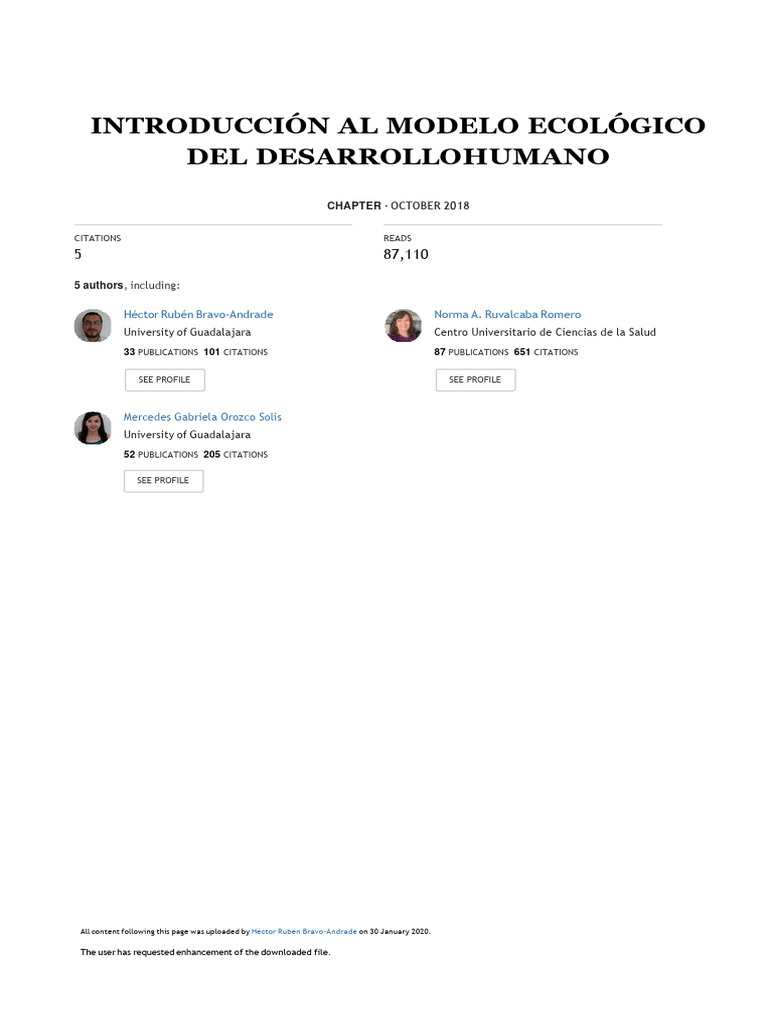 Introduccion Al Modelo Ecologico Del Desarrollo Humano | PDF | Sicología | Comportamiento