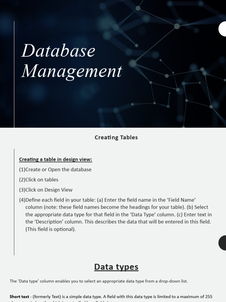 Creating Tables | PDF | Data Type | Databases