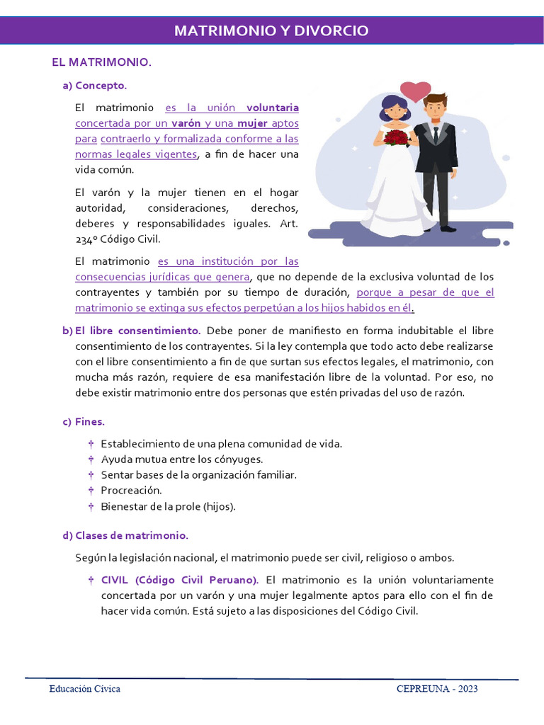 Semana 4 - Matrimonio y Divorcio | PDF | Divorcio | Matrimonio