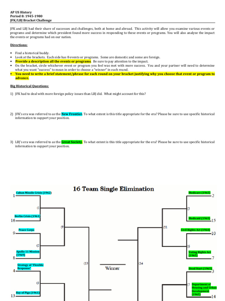 JFK LBJ Bracket Challenge | PDF