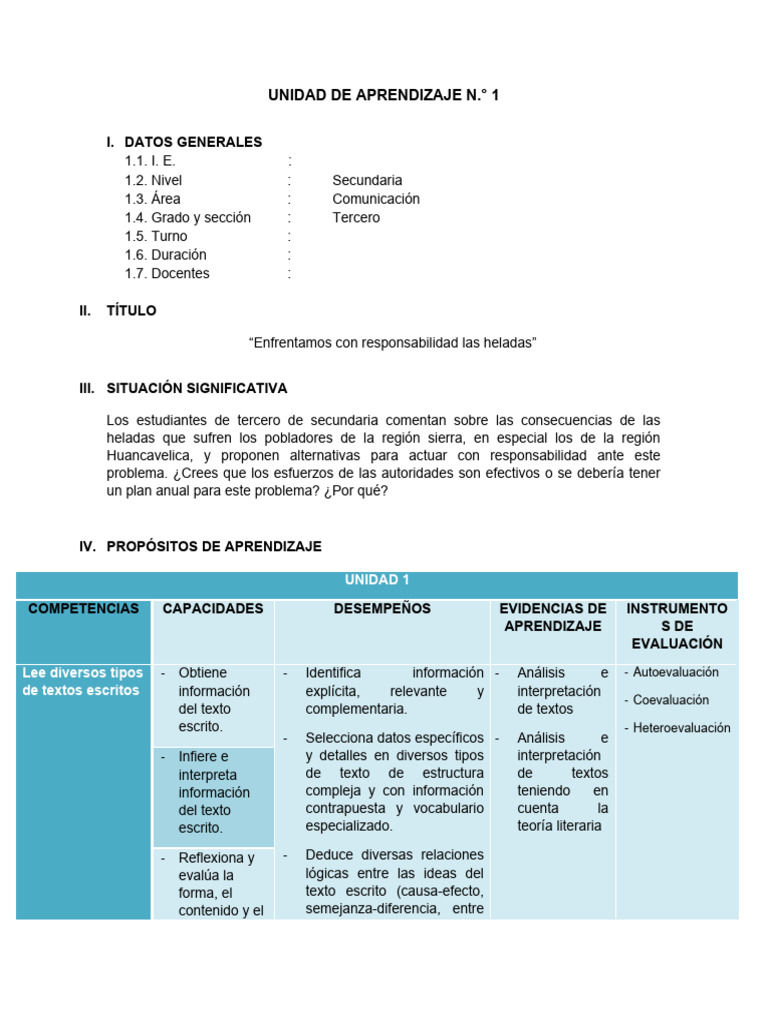 3S COM Unidad de Aprendizaje 1 2023 | PDF | Aprendizaje | Información