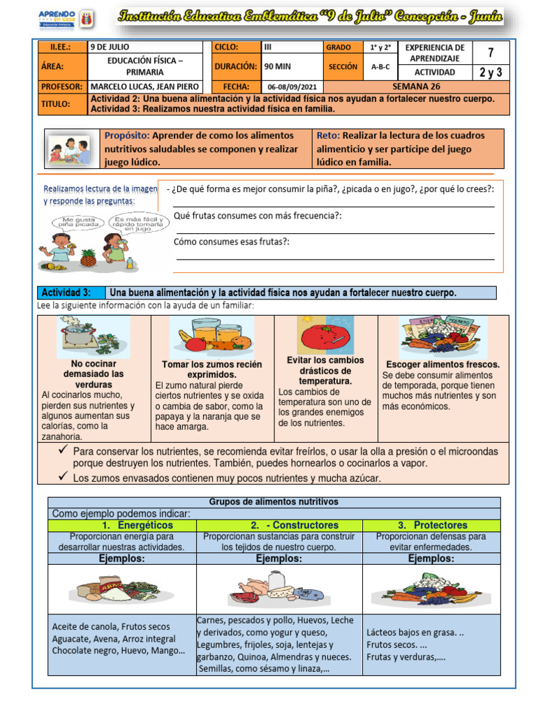 Semana 26-1ro y 2do | PDF | Alimentos | Fruta