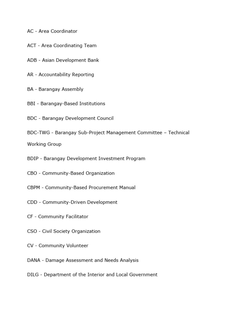 Community Development Acronyms Guide | PDF | Business | Technology ...
