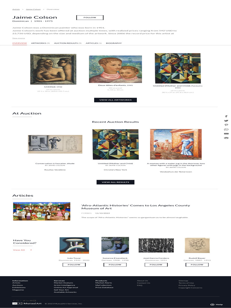 Jaime Colson 9 Artworks at Auction MutualArt | PDF | Paintings | The Arts