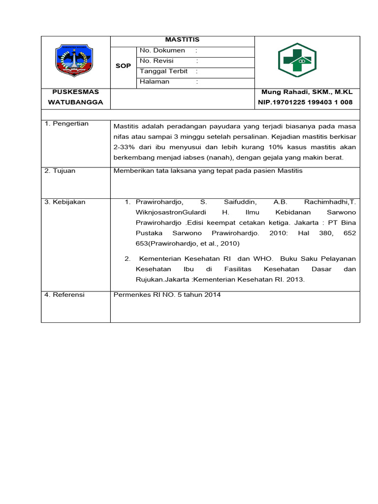 Sop Mastitis | PDF | Pengembangan Diri | Kesehatan Holistik