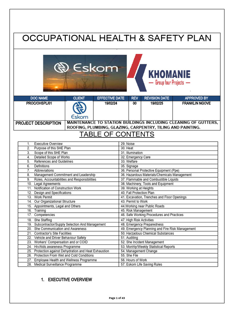 7. OCCUPATIONAL HEALTH AND SAFETY (OHS) PLAN | PDF | Occupational Safety And Health | Safety