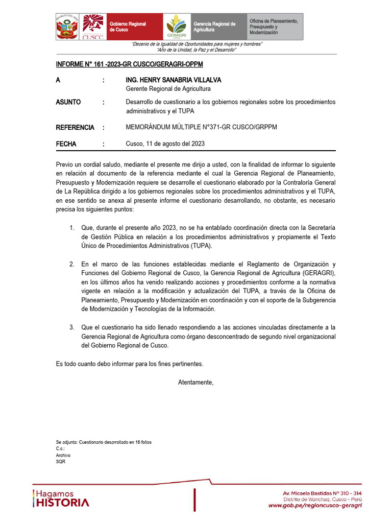 INFORME CUESTIONARIO SGP | PDF | Gobierno