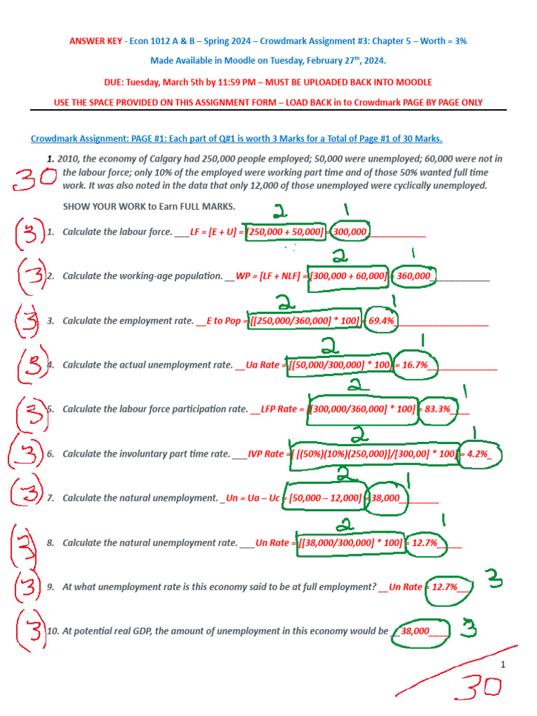 Spring 2024. CM3.Answer KEY - With Mark Allocation Notes.1012 A B. CH 5 ...