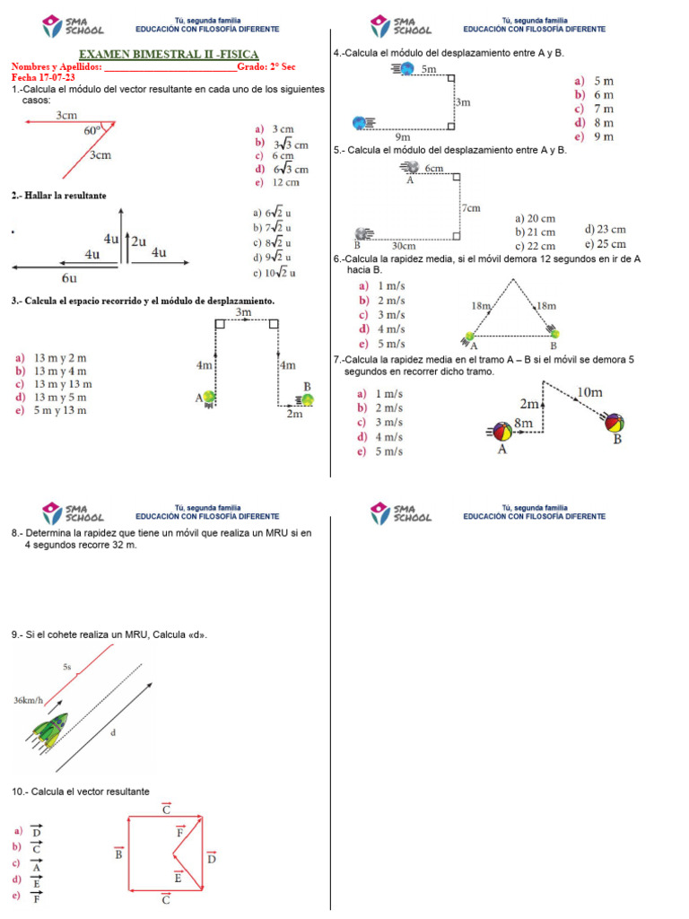 2.- EXAMEN BIMESTRAL II BIM FISICA 2DO SEC | PDF