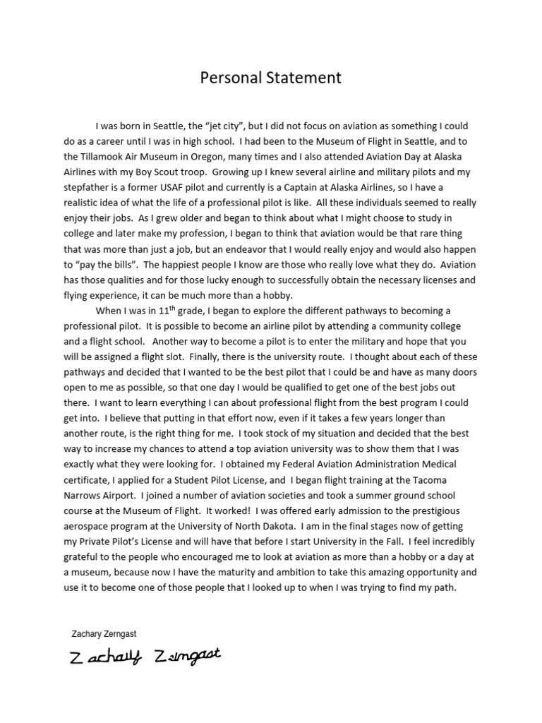 Personal Statement | PDF | Aviation | Aeronautics