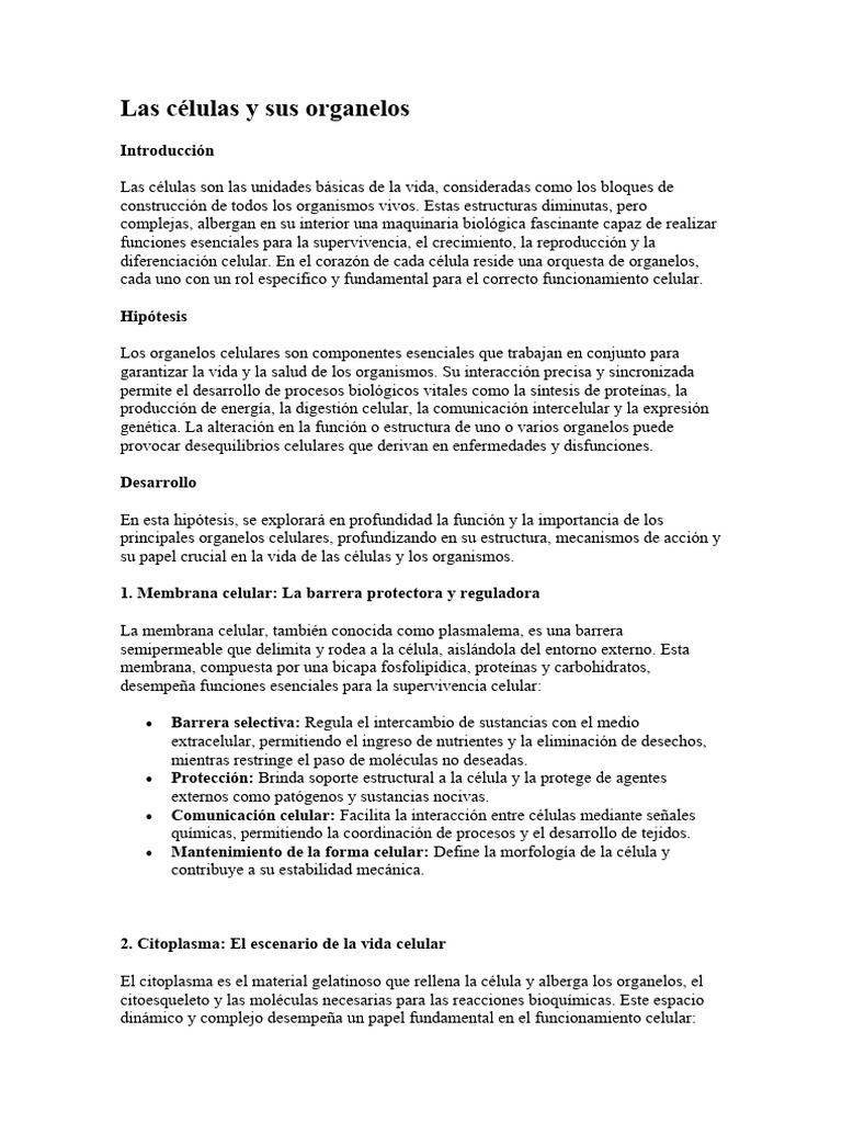 Las Celulas y Organelos | PDF | Citoplasma | Biología Celular)
