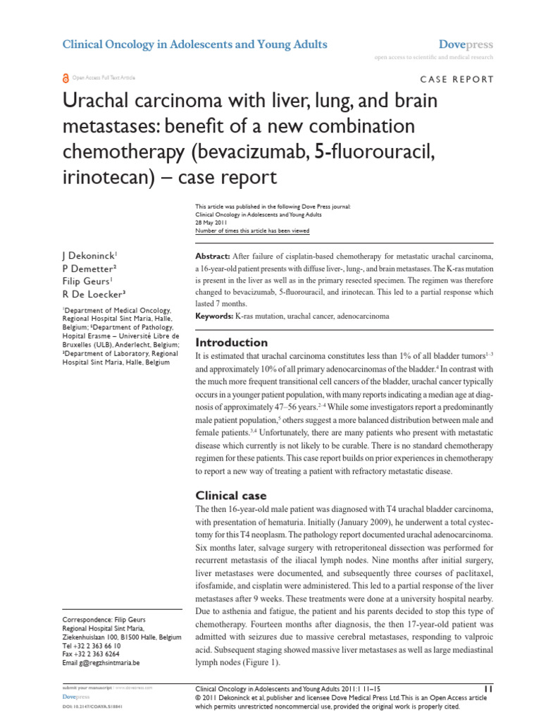 Urachal Carcinoma With Liver Lung and Brain Metast | PDF | Metastasis ...
