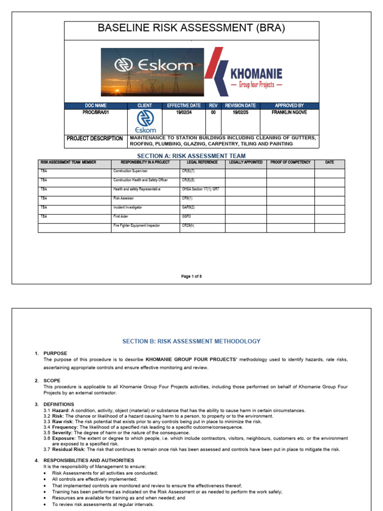 Baseline Risk Assessment (Bra) | PDF | Risk | Risk Assessment