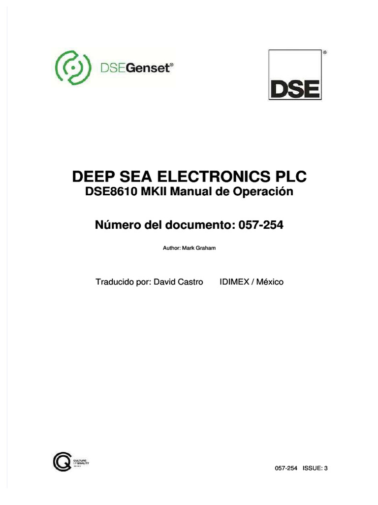 DSE8610 MKII Manual de Operación 057-254 | PDF | Teléfonos móviles | Gsm