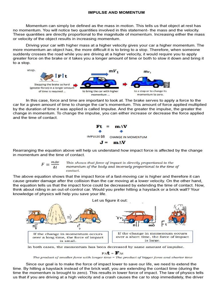 Science 9 Impulse and Momentum q4 | PDF | Momentum | Force