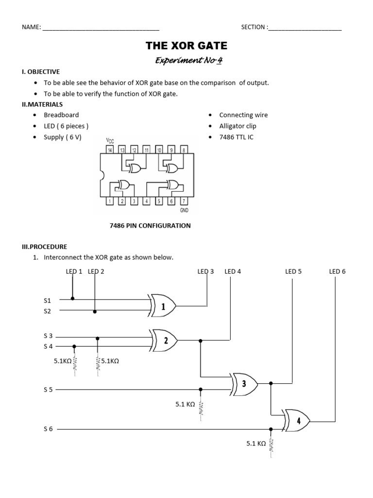 Xor Gate Experimant 5 | PDF | Logic Gate | Electronic Circuits