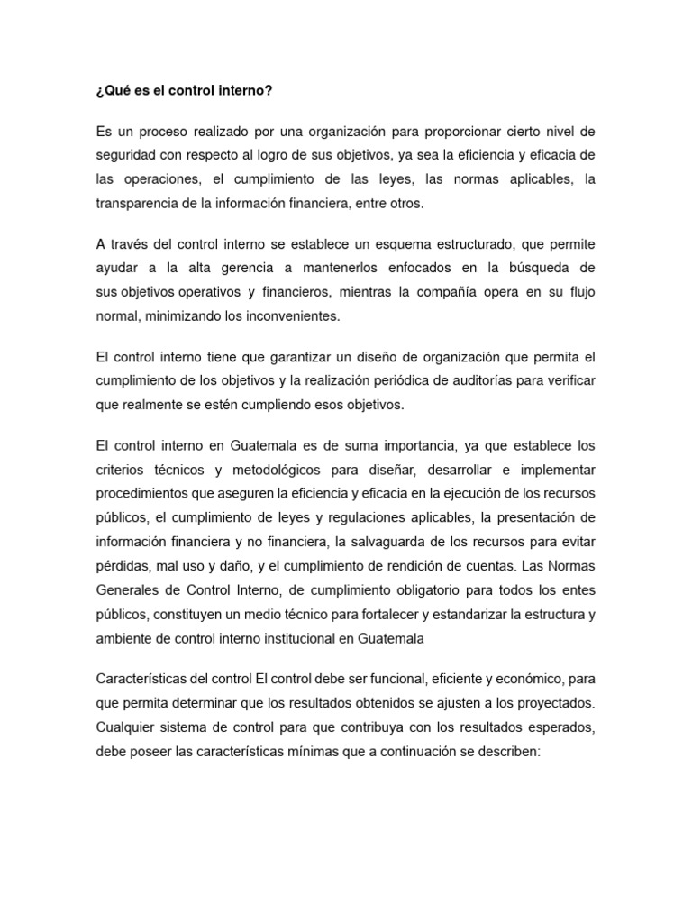 Qué es el control interno | PDF | Auditoría | Evaluación