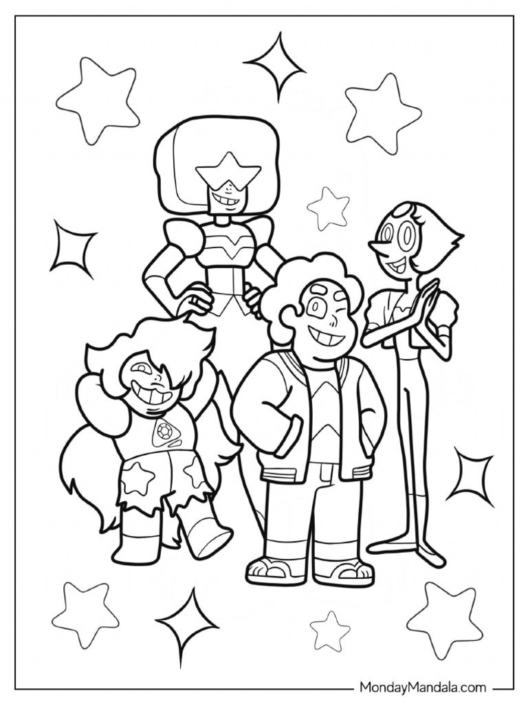 Easy Steven Universe Garnet Amethyst and Pearl Coloring Sheet For Kids ...