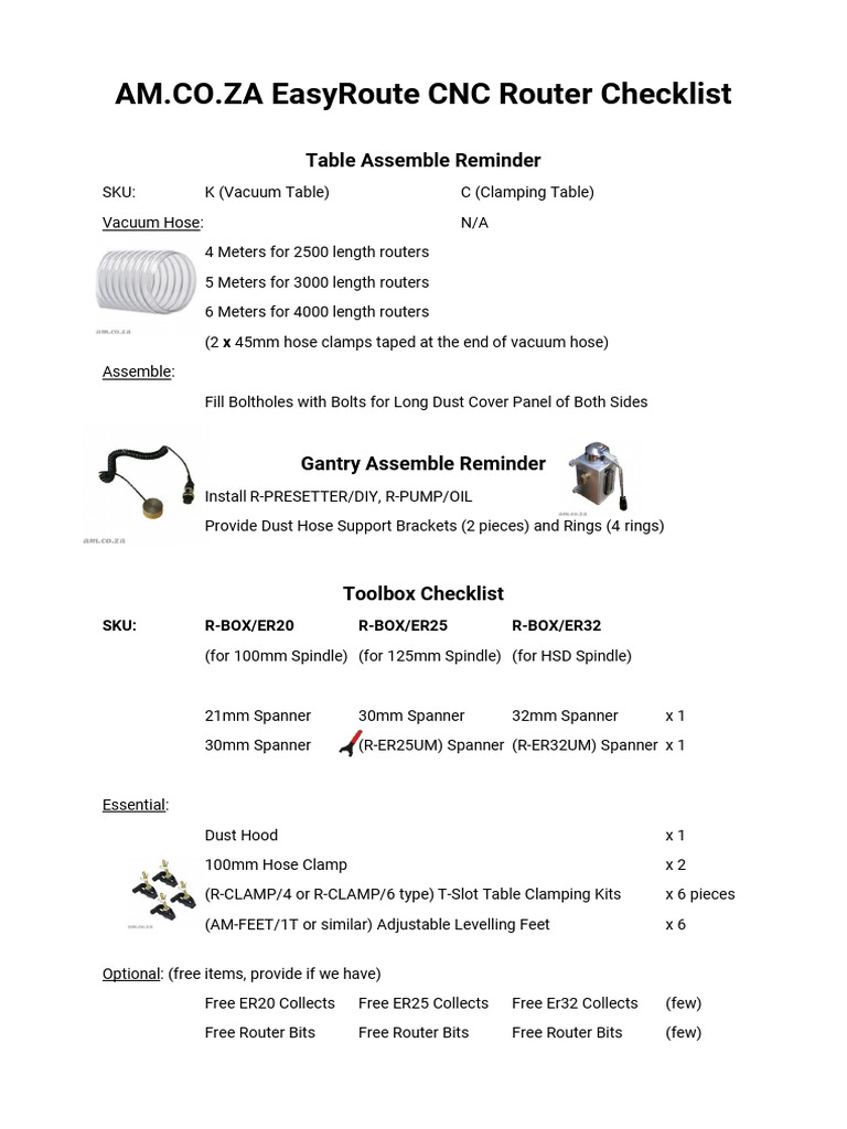 EasyRoute CNC Router Checklist | PDF