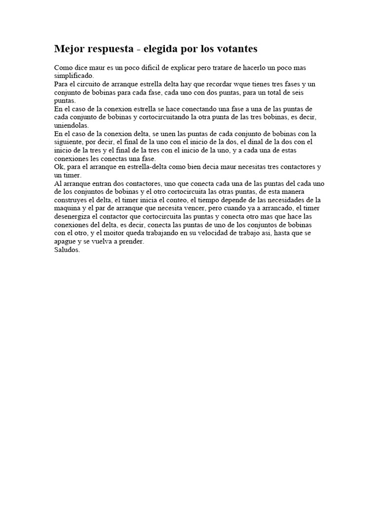 Arranque Estrella-Delta: Guía Completa | PDF | Transformador ...