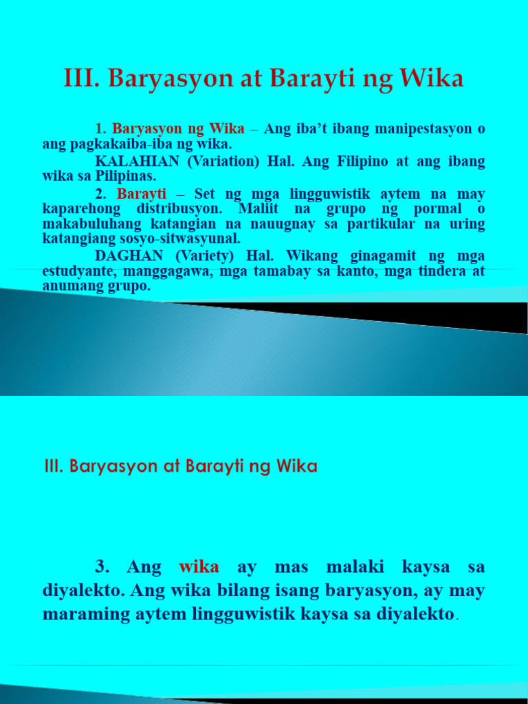 Baryasyon at Barayti NG Wika | PDF
