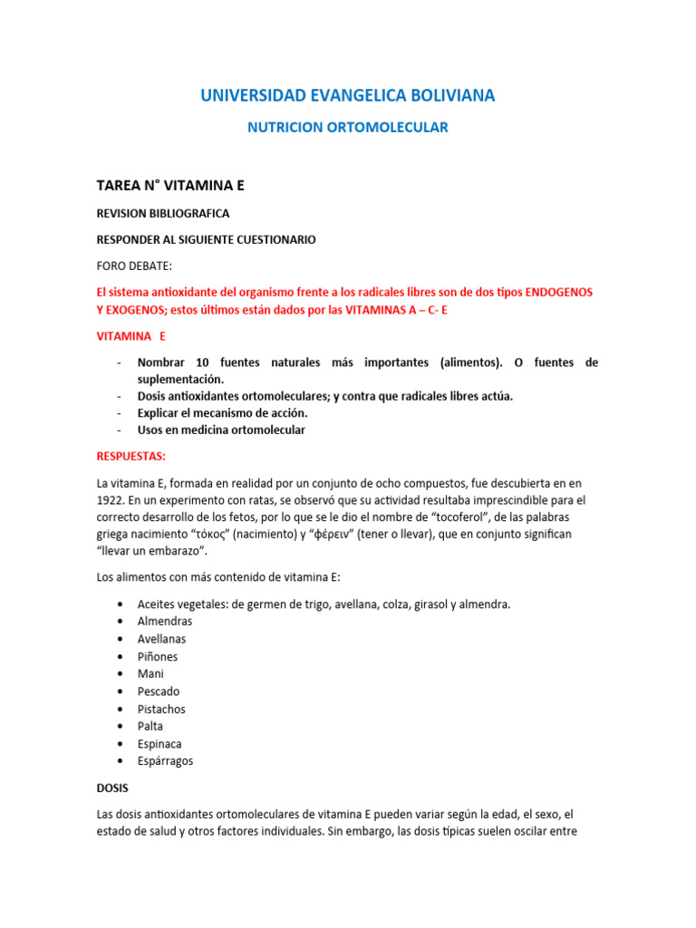 Tarea N°vitamina e | PDF | Lípido | Vitamina e