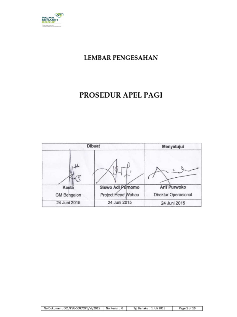 01-15 SOP - Apel Pagi | PDF