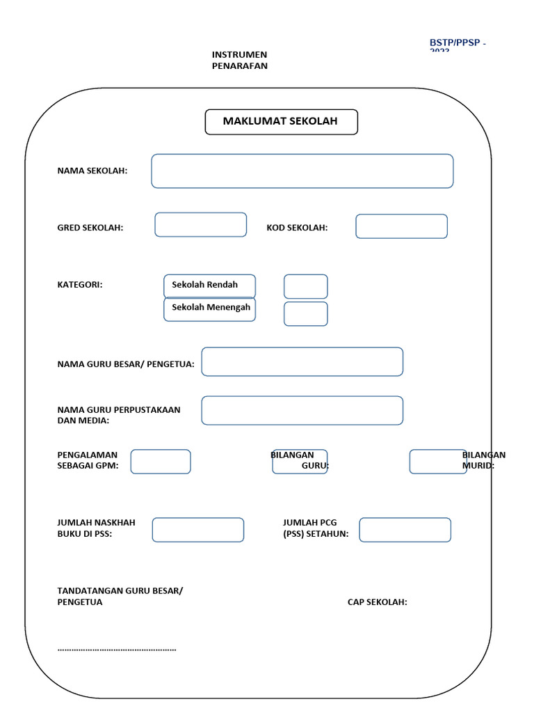 Instrumen PSS 2023 Kategori SRSM | PDF